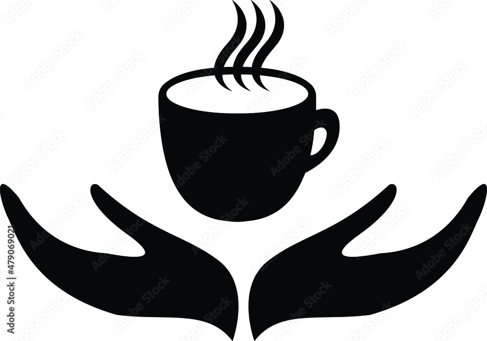 coffee cup icon. hand and coffee cup logo icon. coffee, cup, café, hot ...