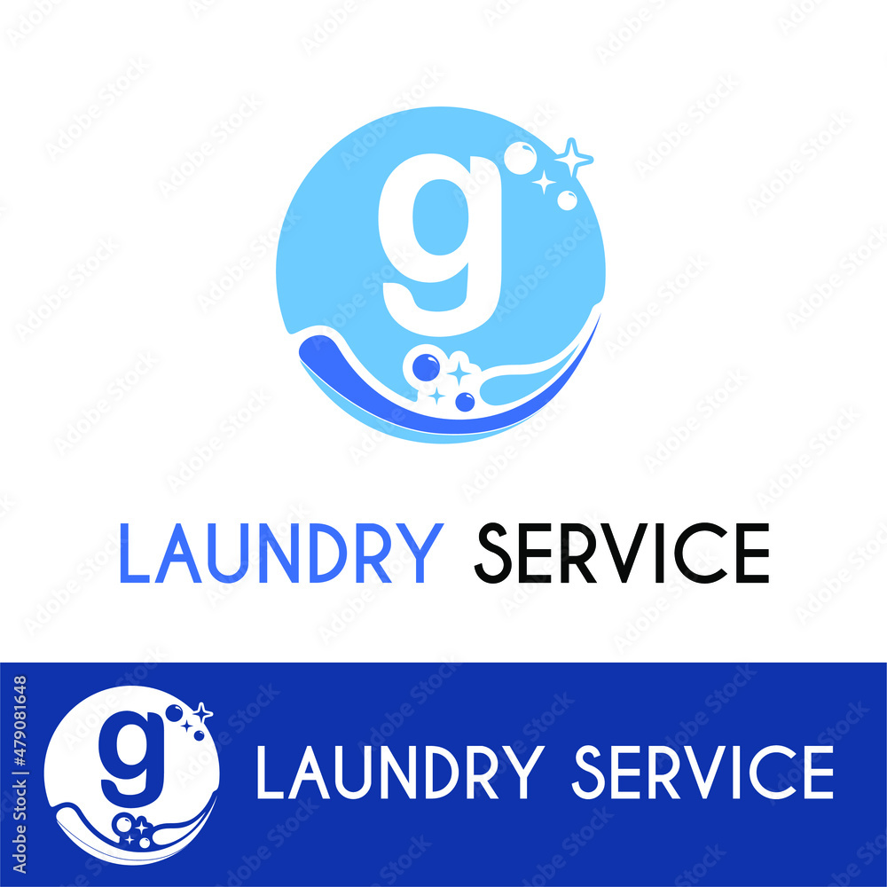 Initial G Letter with Bubble Splash Shine for Laundromat, Washing ...