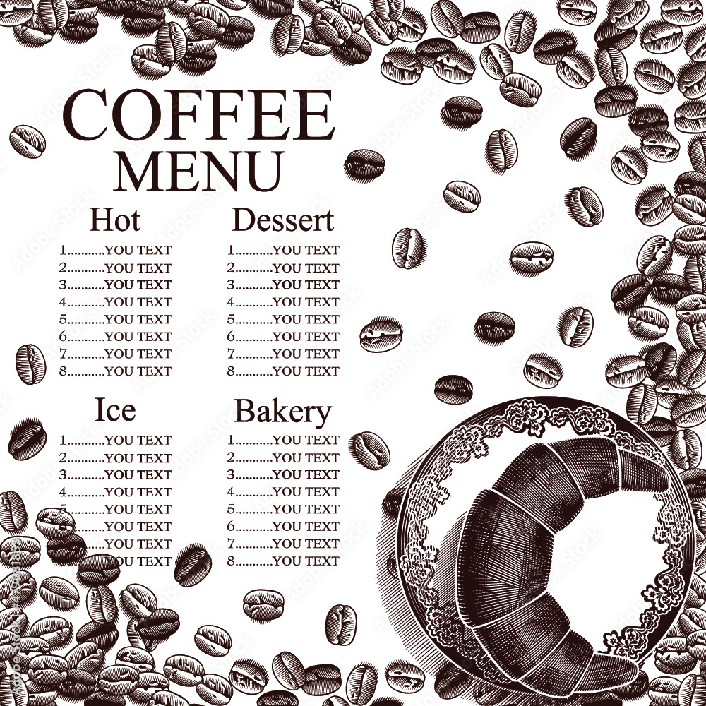 Vintage coffee illustrations for a poster or menu template. Food menu ...