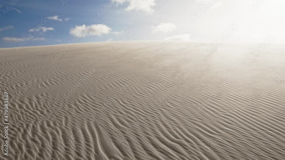 Boiling sands. Global warming concept. Lonely sand dunes. Sand flying ...