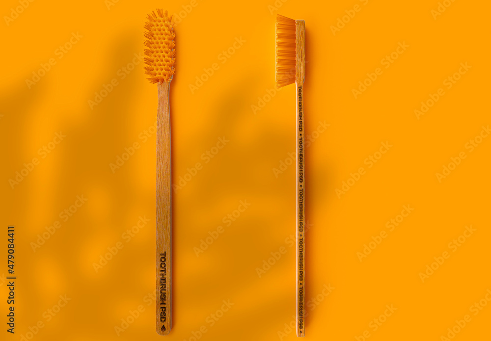 Front and Side View of Wooden Toothbrushes Mockup Stock Template ...