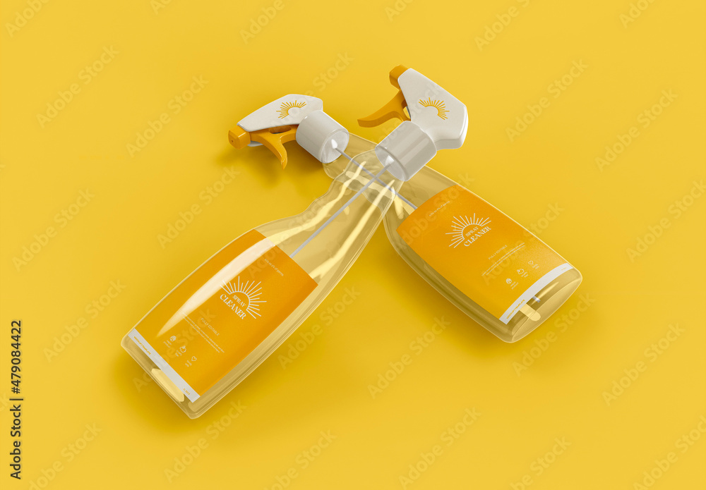 Spray Cleaner Bottles Mockup Stock Template | Adobe Stock