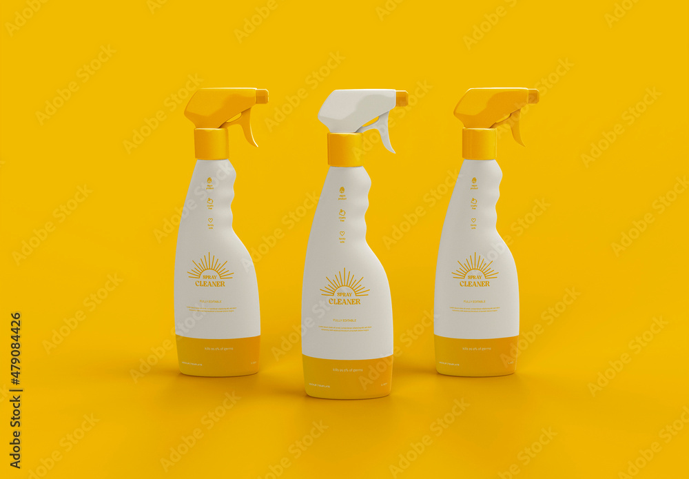 Three Spray Bottles Mockup Stock Template | Adobe Stock