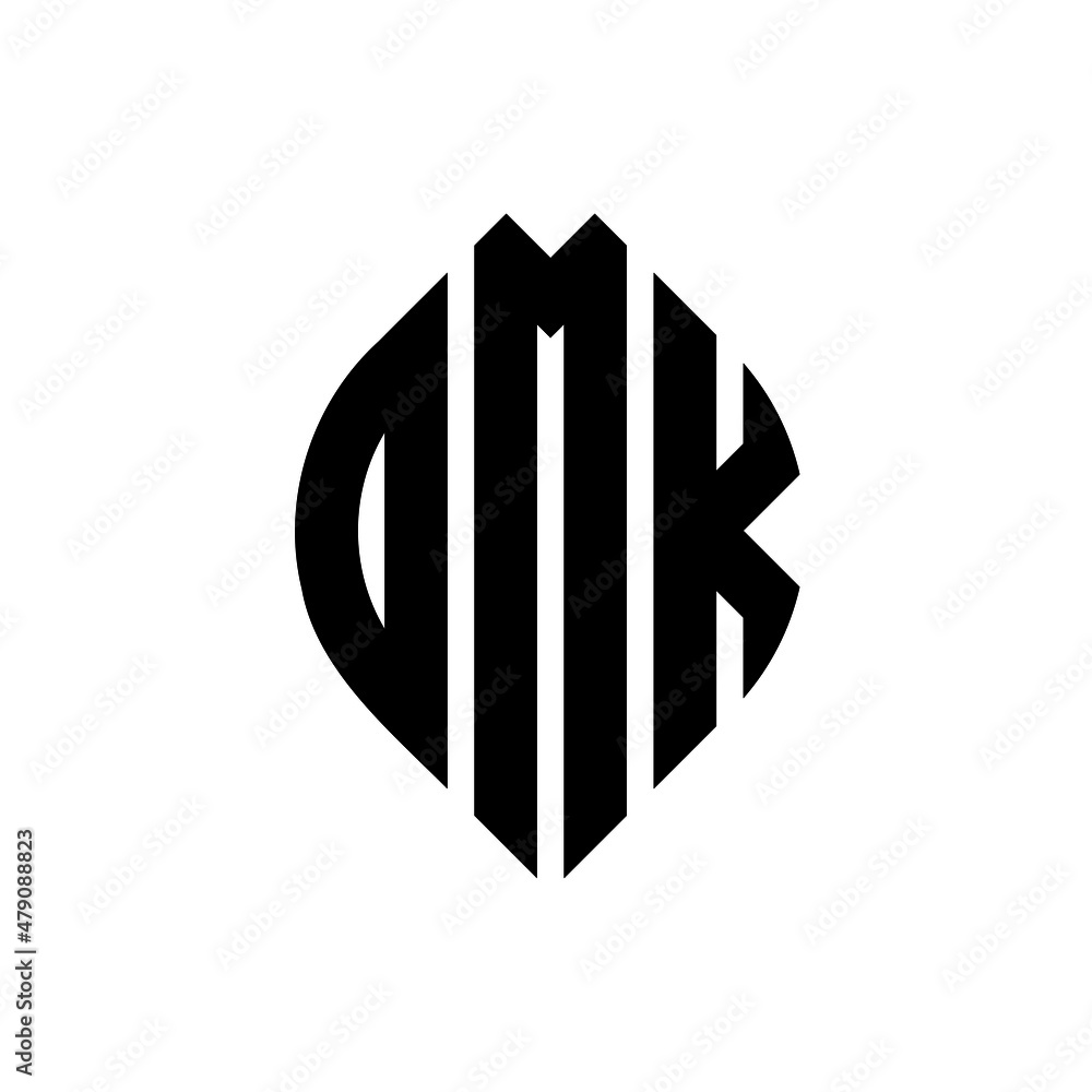 Vetor de DMK circle letter logo design with circle and ellipse shape ...