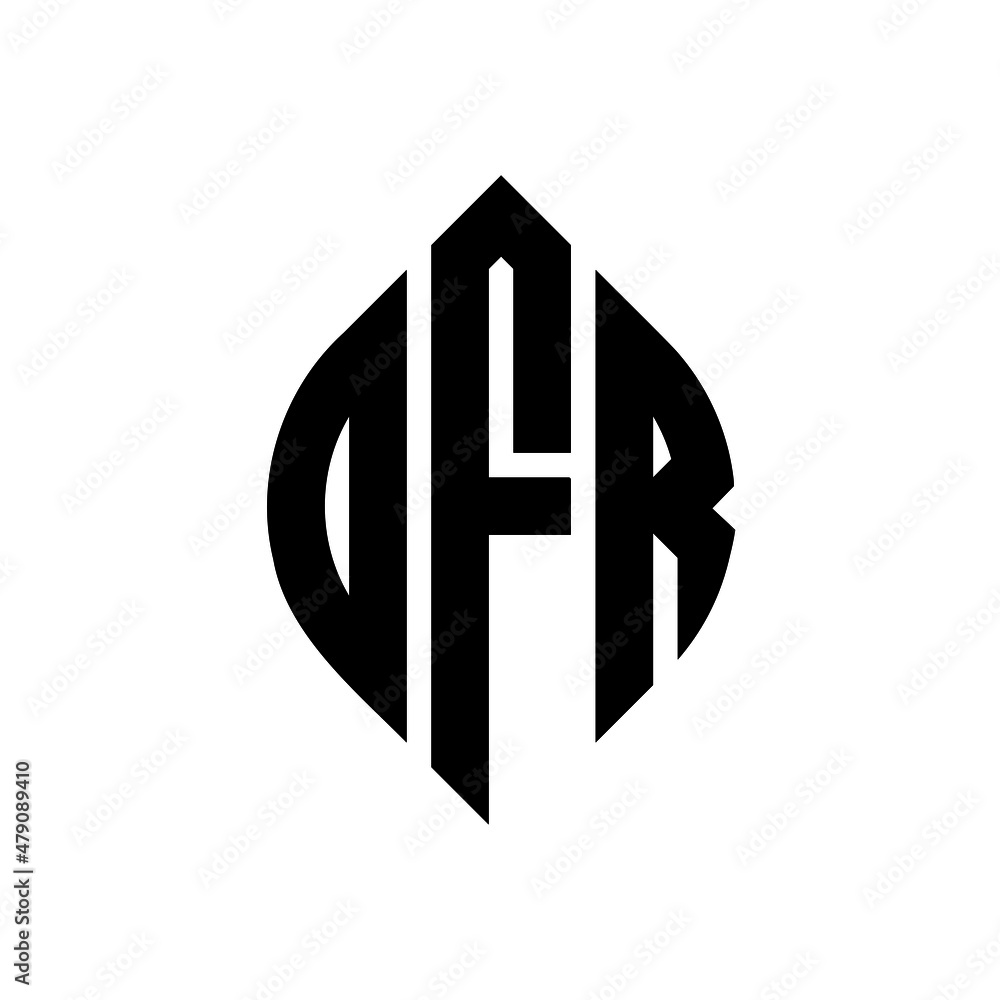 DFR circle letter logo design with circle and ellipse shape. DFR ...