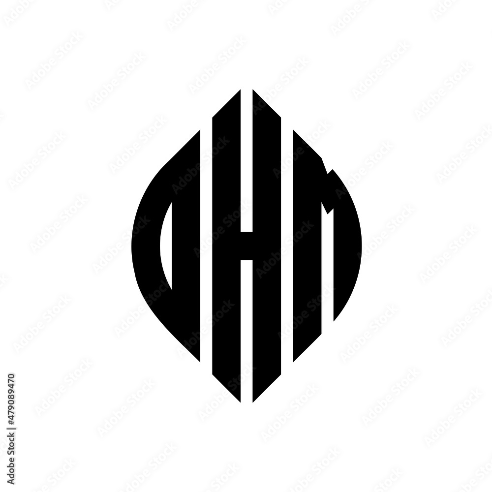 DHM circle letter logo design with circle and ellipse shape. DHM ...
