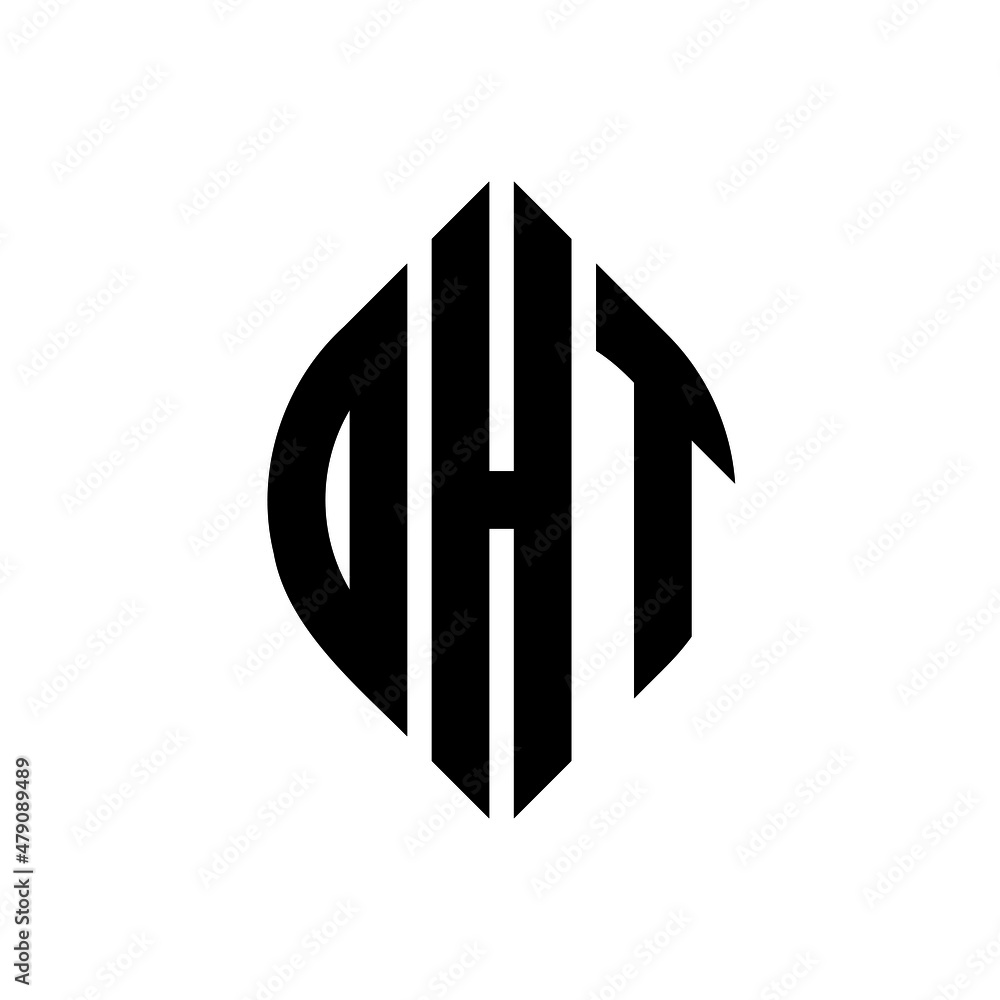 DHT circle letter logo design with circle and ellipse shape. DHT ...