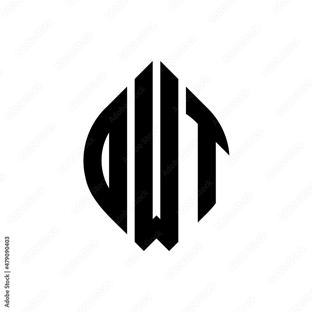 DWT circle letter logo design with circle and ellipse shape. DWT ...