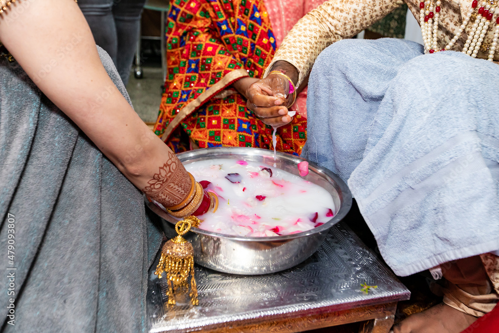 Indian post wedding pani varna and doli ceremony close ups Stock Photo ...