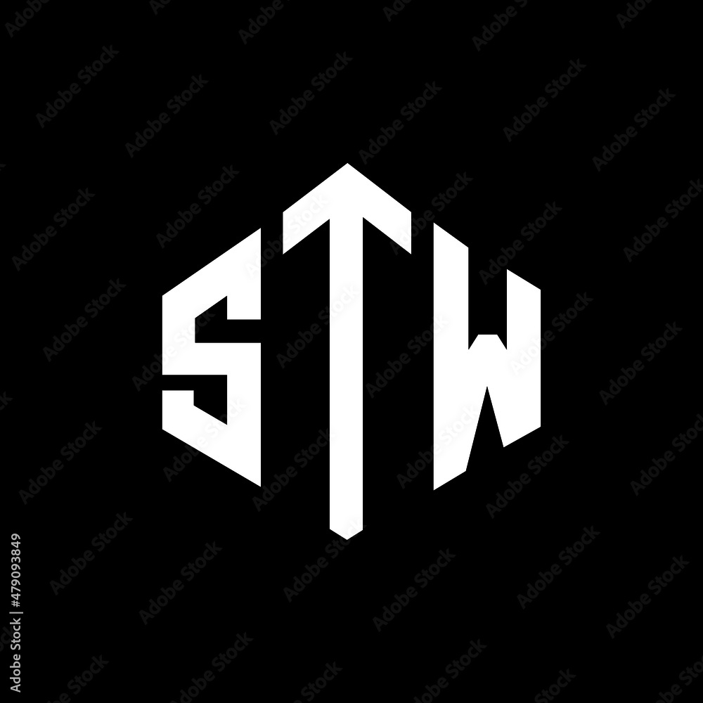 STW letter logo design with polygon shape. STW polygon and cube shape ...
