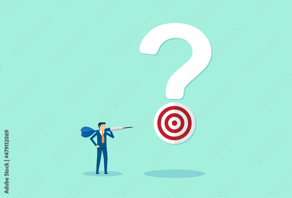 Businessman with objective questions, Q and A challenge, problem ...