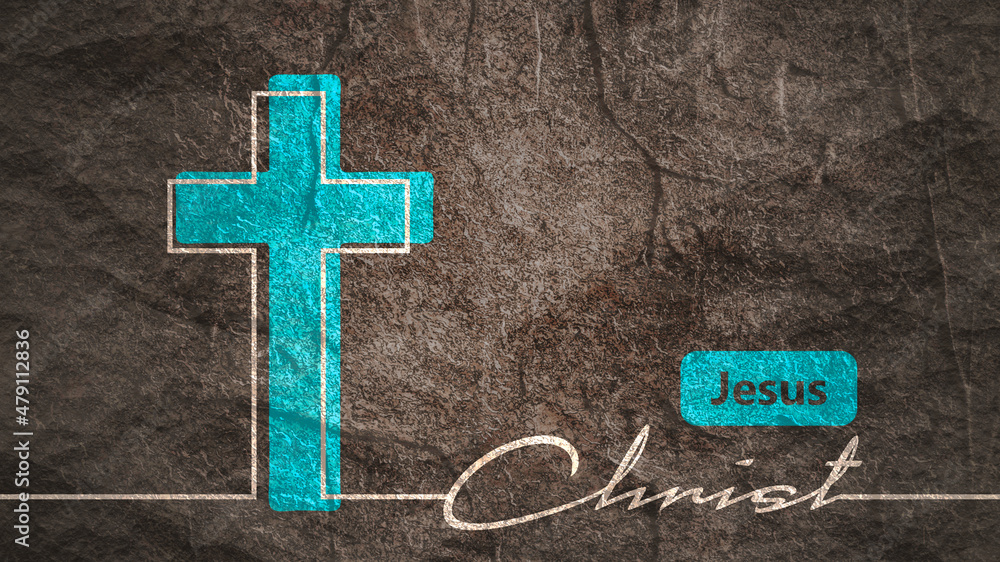 Cross and Jesus Christ name in thin lines style Stock Illustration ...