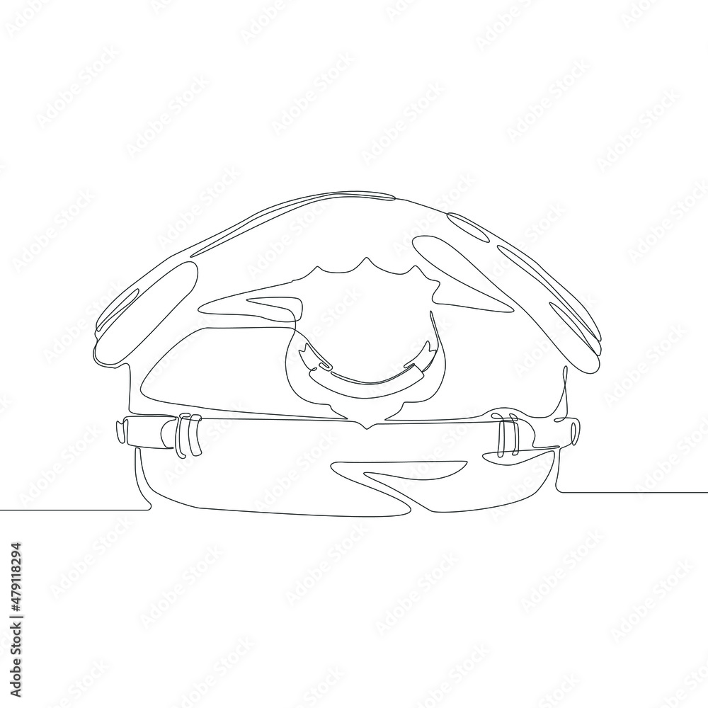Single continuous line drawing, a official clothes of security caps ...