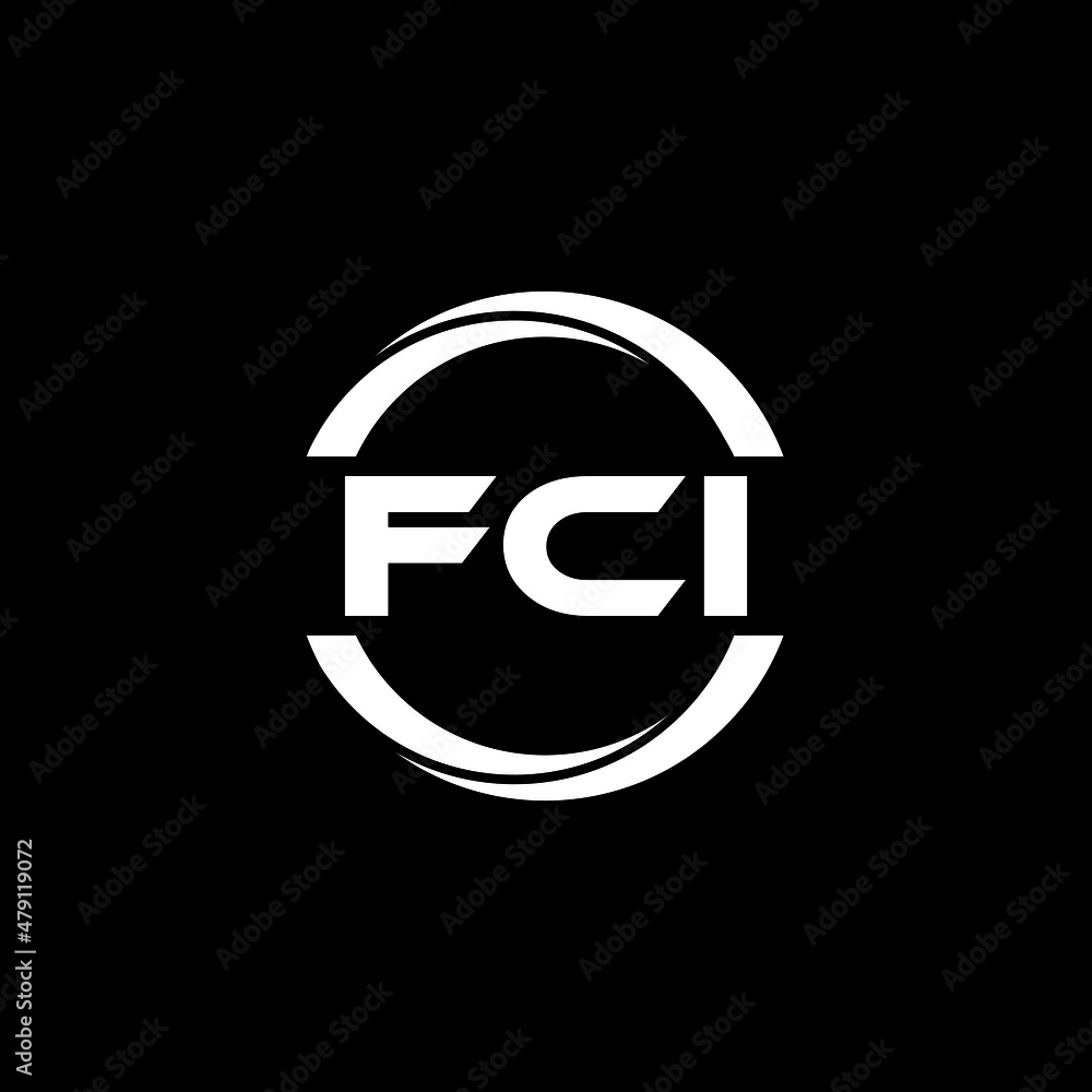 FCI letter logo design with black background in illustrator, vector ...