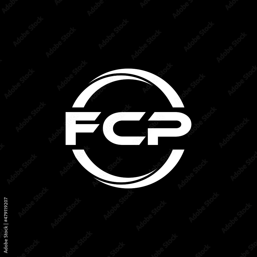 Vecteur Stock FCP letter logo design with black background in ...