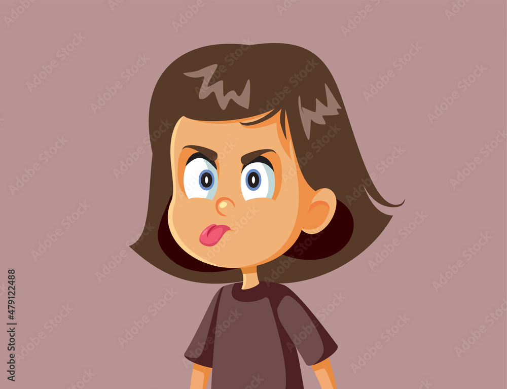 Rude Misbehaving Girl Sticking Her Tongue Out Vector Cartoon Stock ...