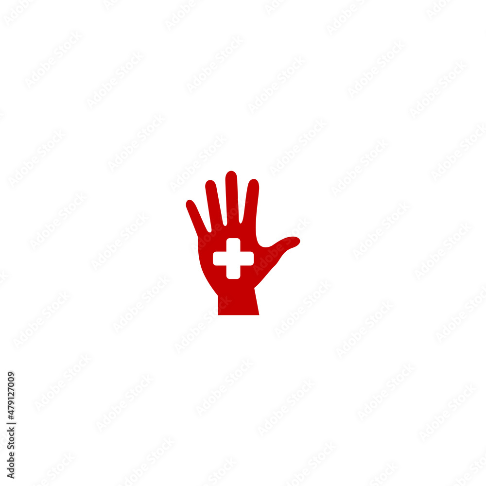 vector illustration of a hand and a cross for an icon, symbol or logo ...