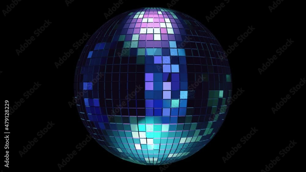 Light music disco ball animation on black background. Render disco ball ...