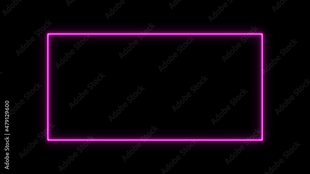 Neon rectangle banner. Abstract neon, led square, border. Futuristic ...