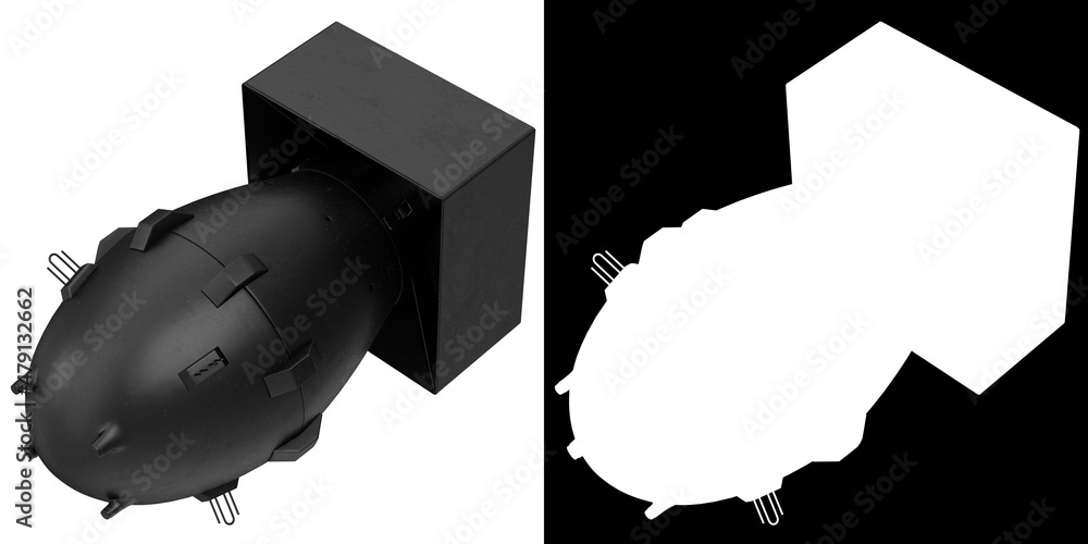 3D rendering illustration of a fat man nuclear bomb Stock Illustration ...