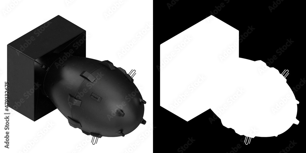 3D rendering illustration of a fat man nuclear bomb Stock Illustration ...