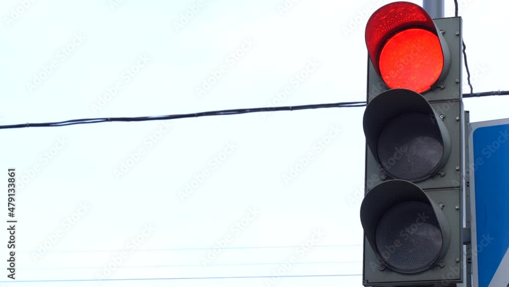 Close-up of a traffic light pedestrian crossing, the traffic light ...