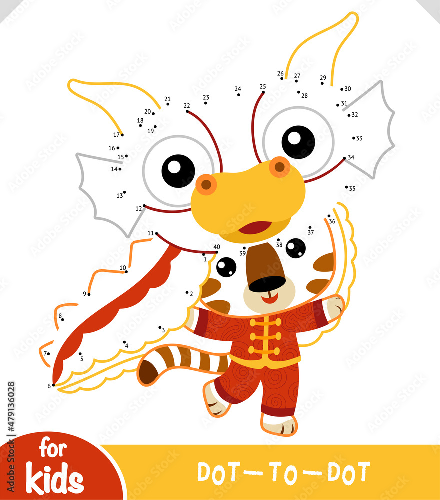 Numbers game, education dot to dot game for kids, Chinese new year ...