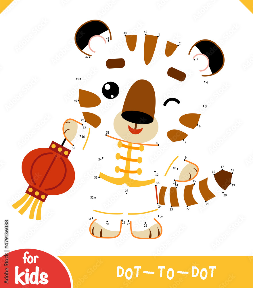 Numbers game, education dot to dot game for kids, Tiger and chinese ...