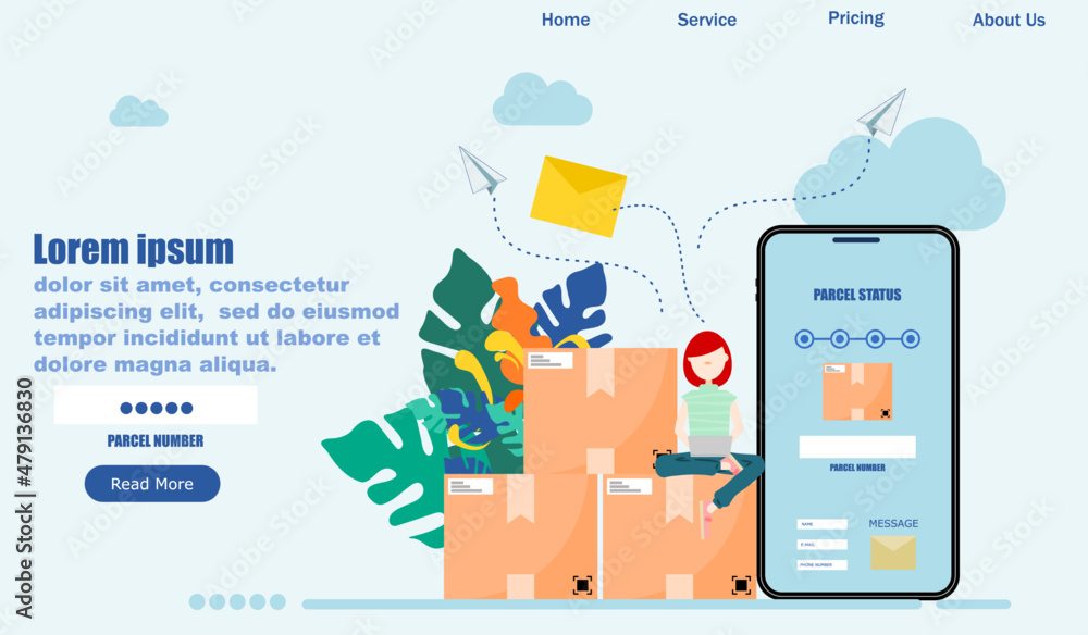 Vektorová grafika „ Warehousing, parcel tracking and product status ...