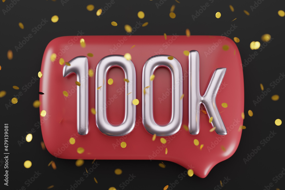 100k followers celebration. Social media achievement poster. 100K ...