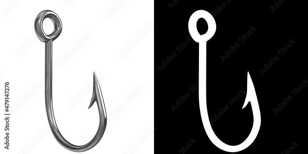 3D rendering illustration of a fish hook Stock Illustration | Adobe Stock