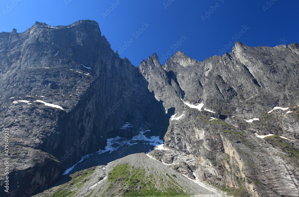 The Troll Wall or Trollveggen - part of the mountain massif ...