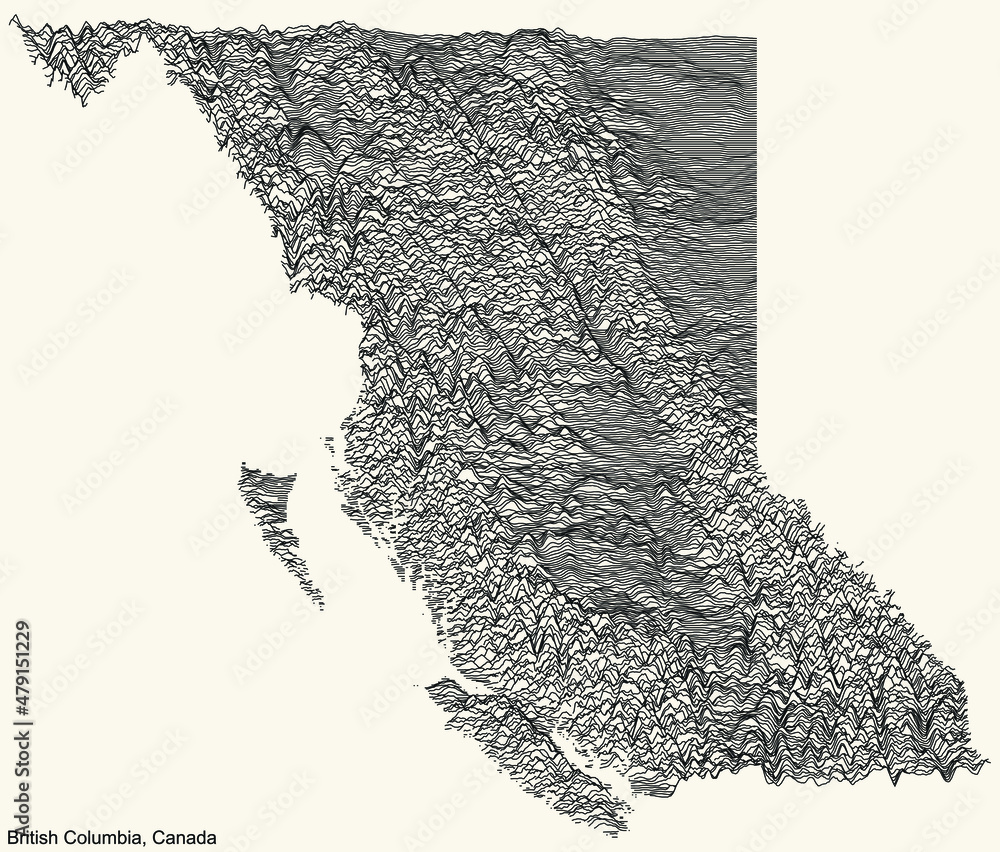 Topographic relief map of the Canadian province of BRITISH COLUMBIA ...