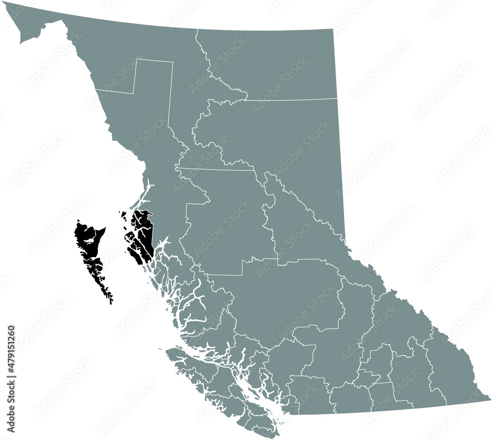 Black flat blank highlighted location map of the NORTH COAST regional ...