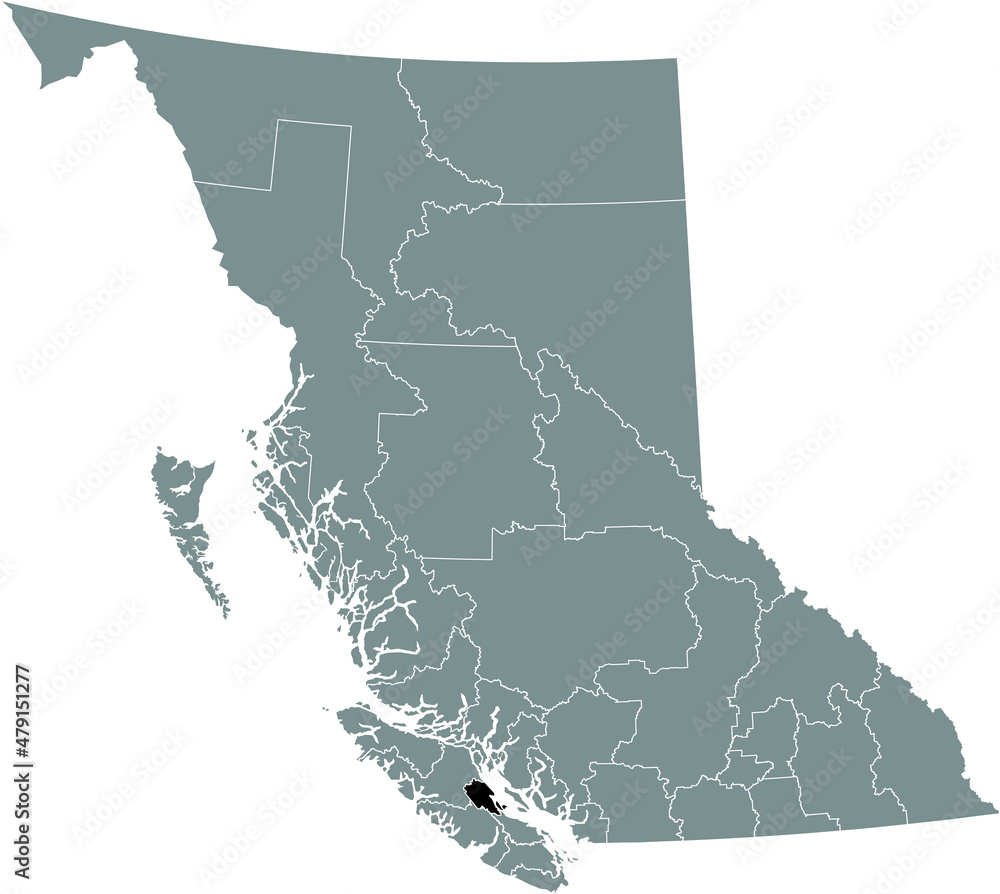 Black flat blank highlighted location map of the COMOX VALLEY regional ...