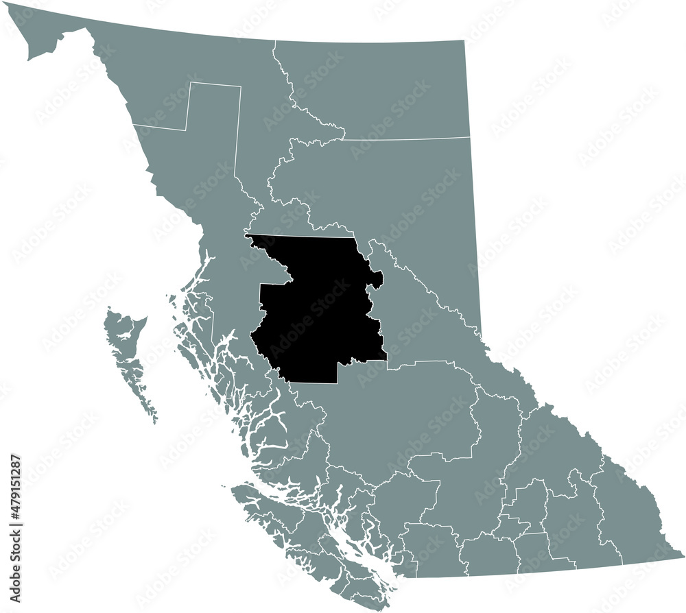 Black flat blank highlighted location map of the BULKLEY–NECHAKO ...