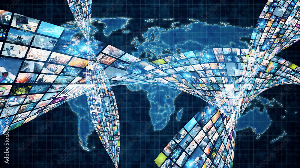 Digital contents concept. Social networking service. Streaming video ...