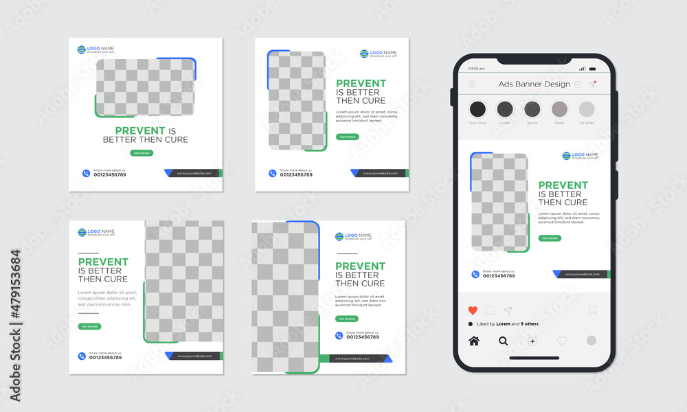 Latest Social Media Post Layout Set with Green natural Overlay Elements ...