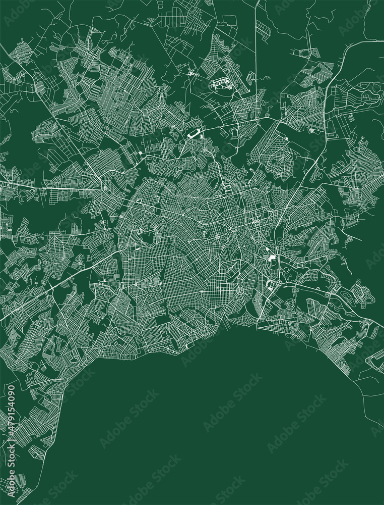 Vetor de Goiania city Brazil municipality vector map. Green street map ...