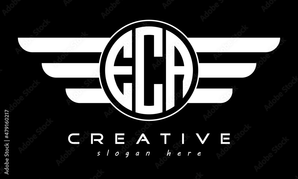 EAC three letter monogram type circle letter logo with wings vector ...