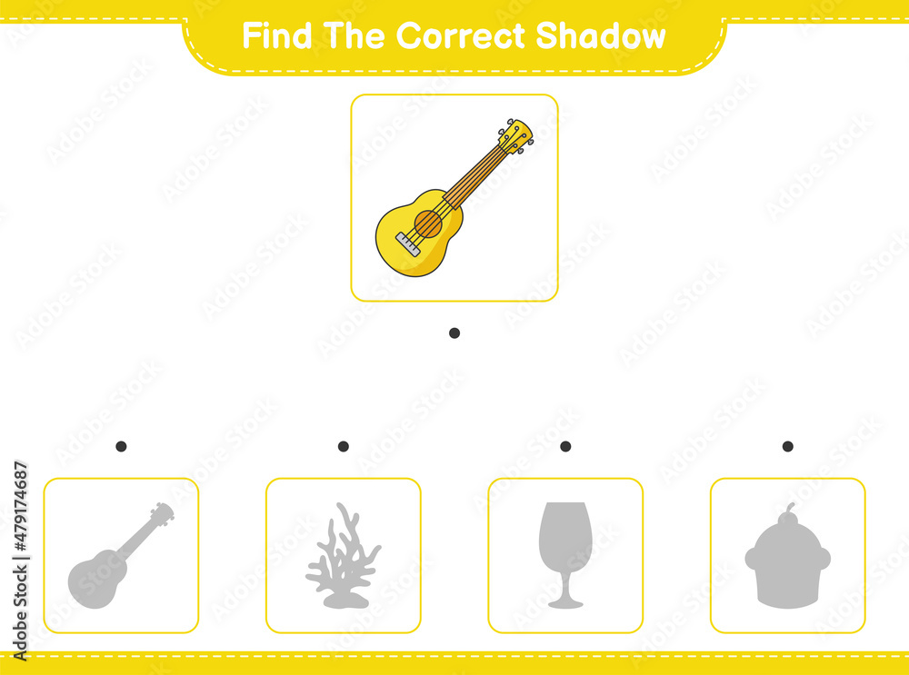 Find the correct shadow. Find and match the correct shadow of Ukulele ...