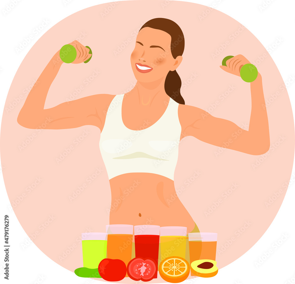 Vector illustration depicting a rosy-cheeked girl who is engaged in a ...