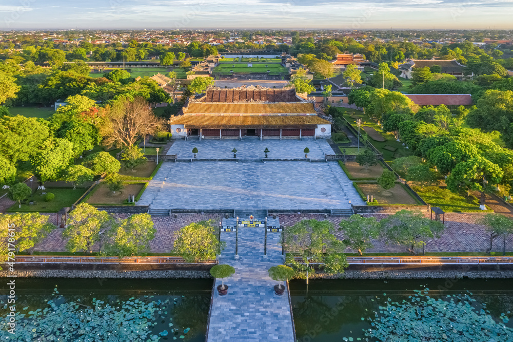 Wonderful view of the Thai Hoa palace in the Imperial City with the ...