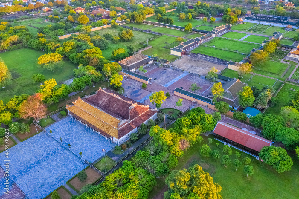 Wonderful view of the Thai Hoa palace in the Imperial City with the ...