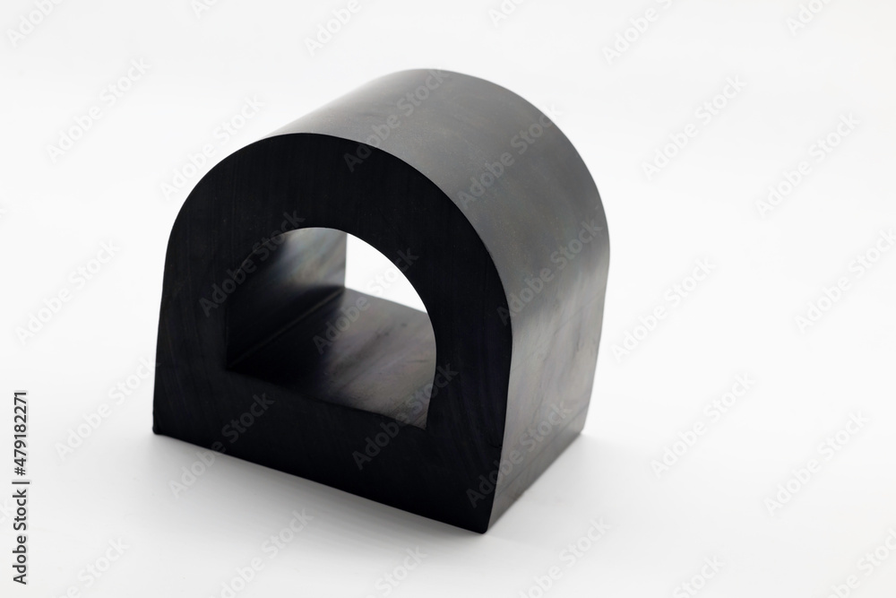 D type black rubber damper...Rubber product cross section Stock Photo ...
