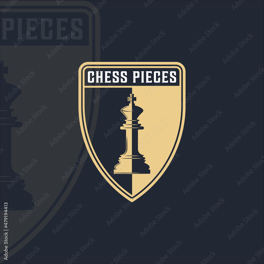 chess and king piece logo vintage vector illustration template icon ...