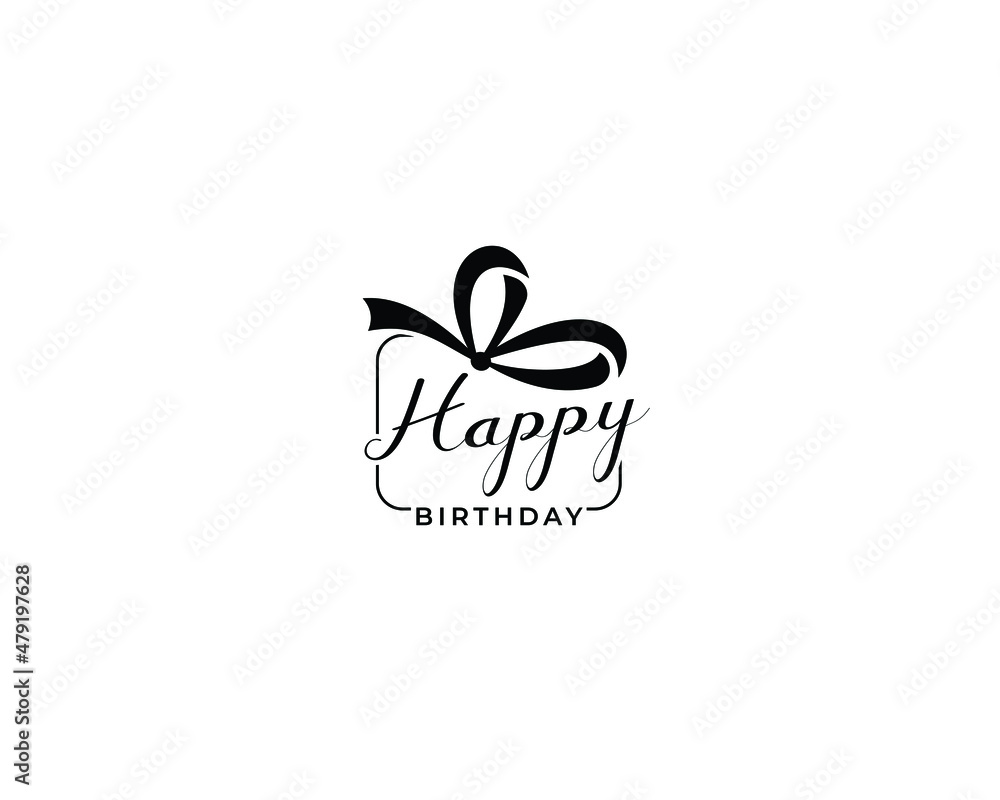 Abstract handwritten happy birthday text vector logo design, Happy ...