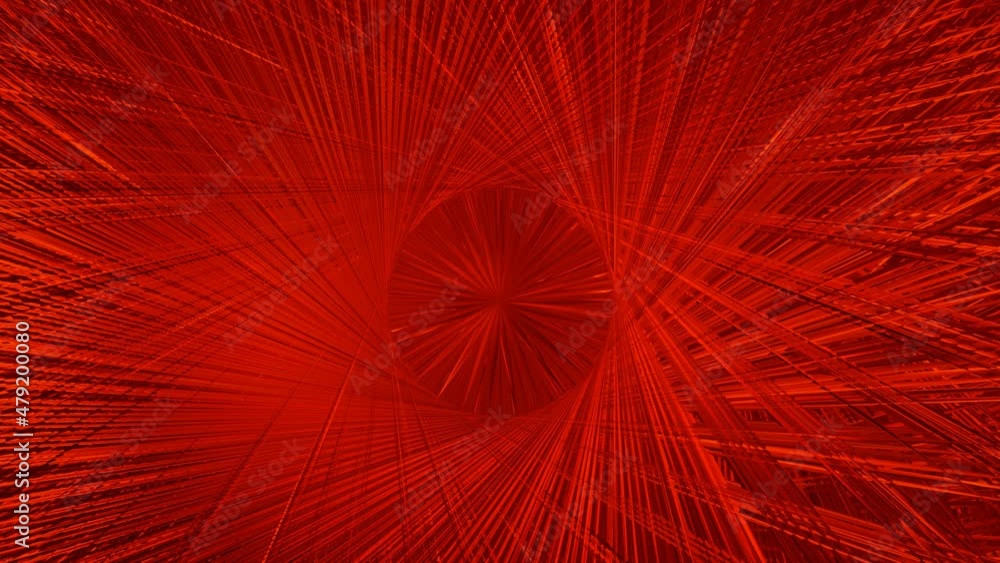 Composition of two abstract objects in red on a dark space background ...