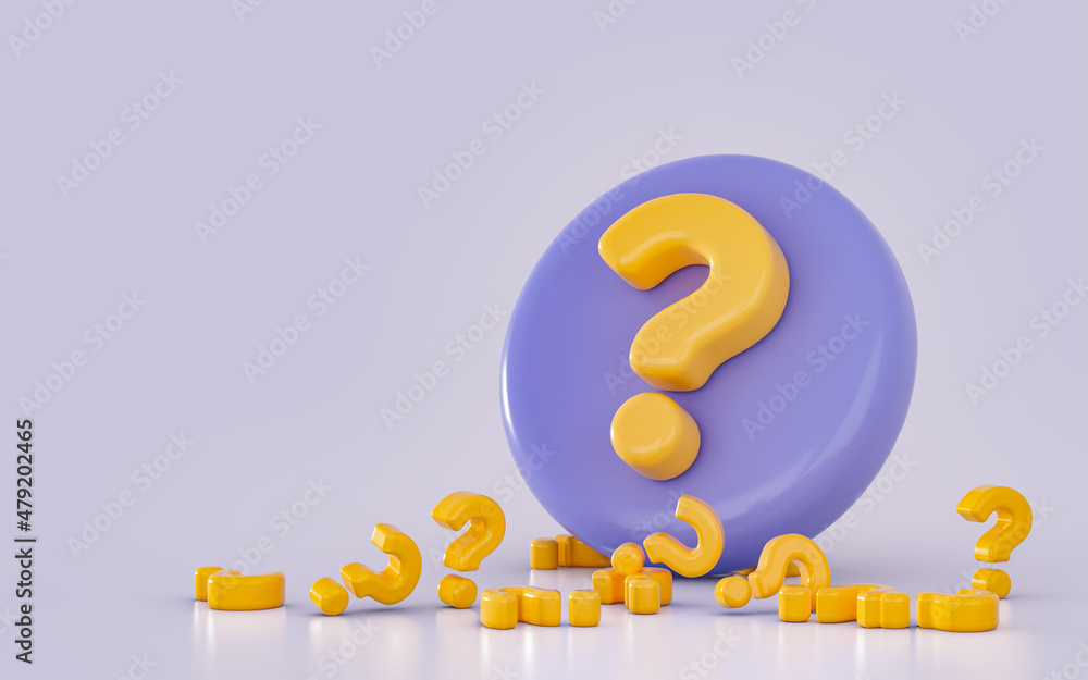 3d render hazard attention question mark icon background realistic and ...