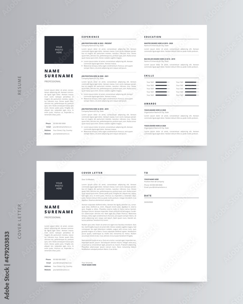 Professional Landscape Resume/CV Template Stock Vector | Adobe Stock